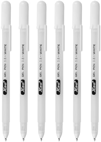 6pcs White Gel Pens For Art Fine Point White Gel Pen set Rollerball Pen ...