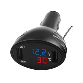 Auto Voltage Temperature Monitor,Dual USB Ports Car On-Board Voltmeter Digital Display Vehicle ...