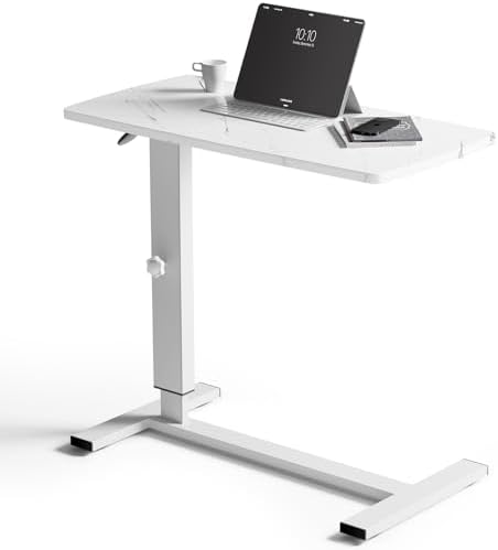 Warmiehomy Overbed Bedside Table with Wheels 80x40cmx67-91cm Adjustable ...