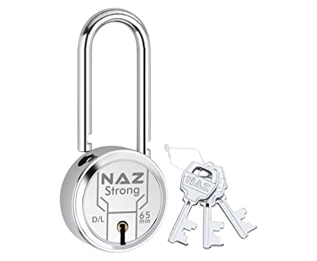 Naz Strong 65MM Long Shackle Round Padlock With 8 Levers Mechanism ...