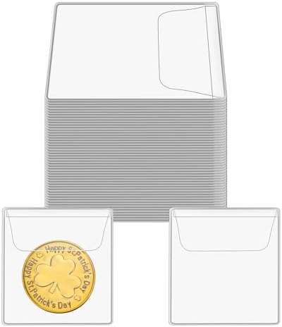 Amazon.com: 50 Pcs Single Pocket Coin Sleeves, 2.1 x 2.1 Inches Plastic ...