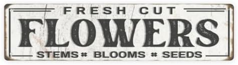 Amazon.com : Metal Fresh Flower Market Sign Vintage Garden Wall Mounted ...