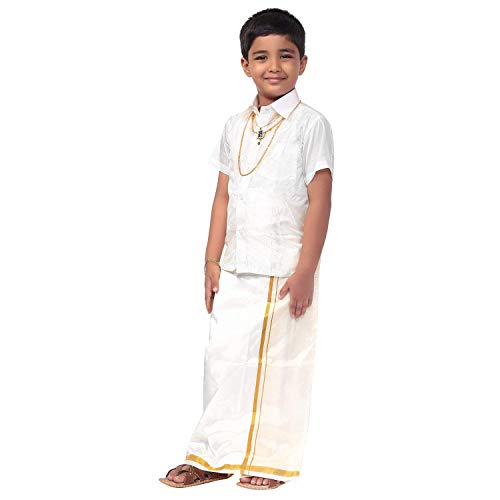 Buy RIRO Cotton Kids/Boys Velcro dhoti/velcro mundu/Double dhoti/Jari ...