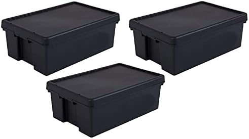 Yesdate Set of 6 Black Small Storage Boxes with Handle Lids, Heavy Duty ...