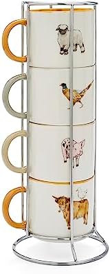 Cooksmart Set of 4 Stackable Mugs | British Designed Stacking Mugs for ...