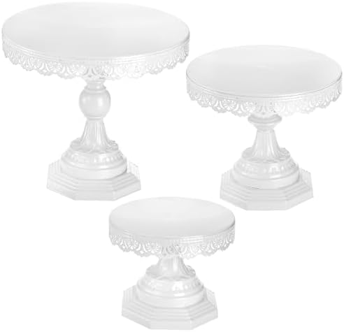 YOUEON Set of 3 Metal White Cake Stands, 20/25/30 cm Wedding Cake Stand ...