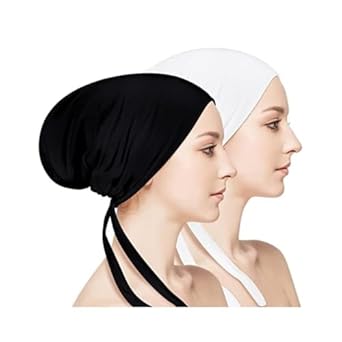 Buy Cotton Hijab Undercaps For Women & Girls | Adjustable Tie-Back Hijab Caps | Black & White ...