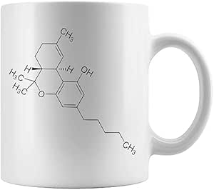 Amazon.com: Coffee Mug Thc Mug, Molecule Tetrahydrocannabinol Cannabis ...