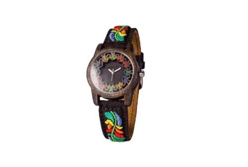 Amazon.com: ECLOCK | Wooden Watch for Women, Hand-Embroidered Detail | Model OTOMÍ BLACK| Ideal ...