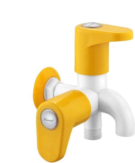 KAMAL Two Way Bib Tap Amarillo with Wall Flange (PTMT Plastic Faucet ...