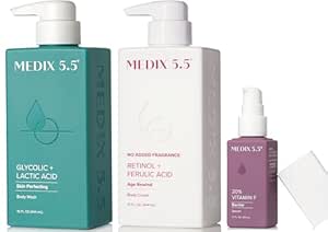 Amazon.com : Medix 5.5 Fragrance Free Retinol Age Rewind Cream + Glycolic Acid Exfoliating Body ...