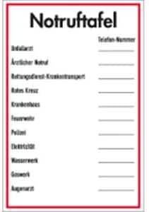 Schild Sicherheitsaushang: Notruftafel 30 x 20cm PVC : Amazon.de: Baumarkt