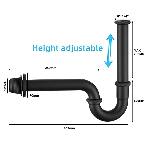 OPERMAXER Universal Siphon [Extra Long 200 mm Immersion Pipe] for Sinks ...