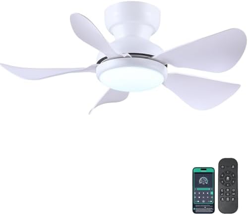 Kviflon 32 Inch Modern Ceiling Fans with Lights, Small Flush Mount ...