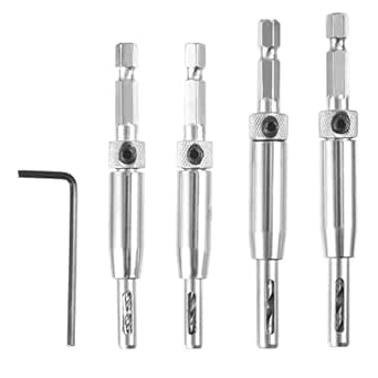 4Pcs Hinge Drill Bit Set, Self Centering Hinge Drill Bits Set, Hex ...