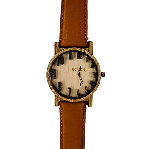 Reloj de Madera Personalizado para caballero - Modelo SPRING BROWN 45mm Diámetro; (Detalle Café ...