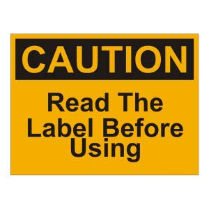 SRG -Caution-Read The Label Before Using Waterproof Sign Board (Sticker ...