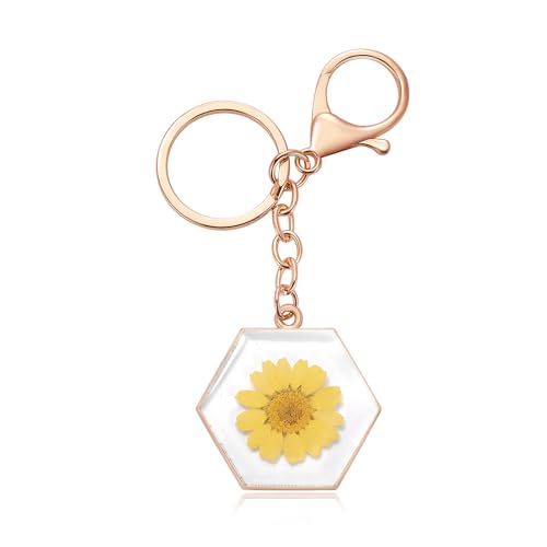 Amazon.com: Keychain - Real Flower Key Chain - KBFORU Handmade Embossed ...