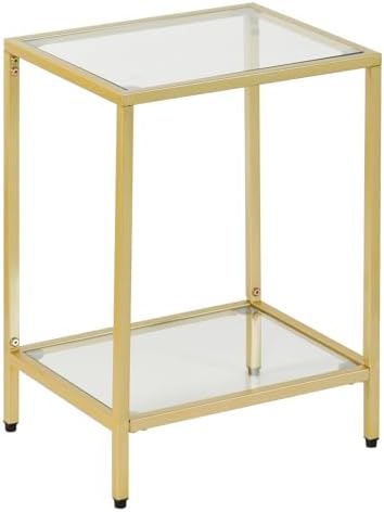 Amazon.com: Gawicpy 2-Tier End Table with Tempered Glass, Gold Metal ...