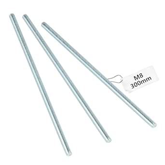 Pack of 3 M8 Threaded Rods, M8 x 300 mm, Thread Rods, Strength Class 4 ...