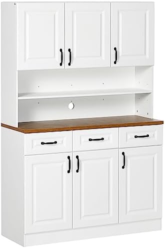 Amazon.com - HOMCOM 71" Freestanding Buffet with Hutch, Kitchen Storage ...