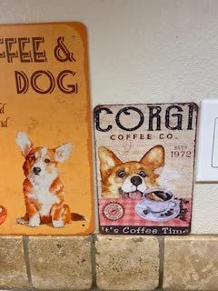 Amazon.com : DAIERCY Antique Durable Thick Metal Sign，Corgi Dog Poster ...