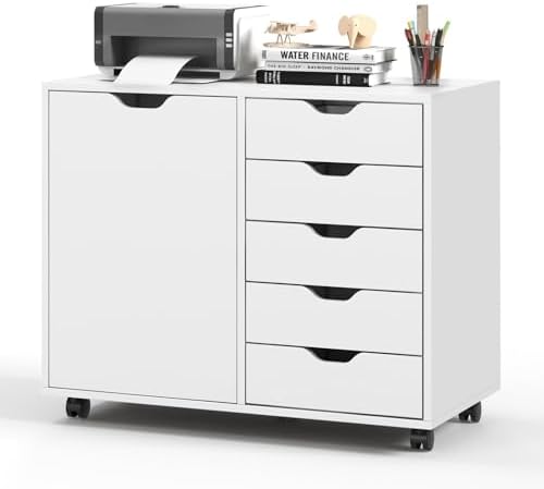 Amazon.com: LOKO 5-Drawer Lateral File Cabinet, Mobile Filing Cabinet ...