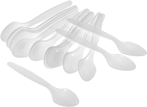Spoon (Pack of 100) Clear White Spoon Strong Heavy Duty Reusable ...