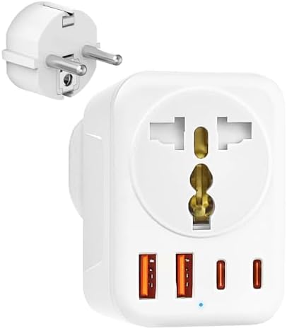 Loydia European Plug Adaptor, 5 in 1 UK to European Plug Adapter with ...