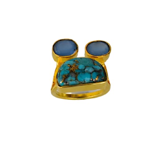 Amazon.com: Veracity Jewelry Blue Copper Turquoise Ring, Spiny Oyster ...