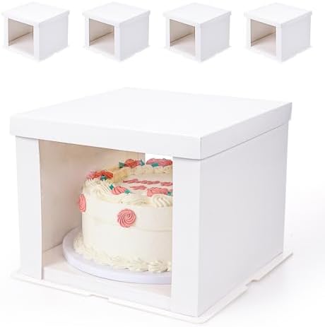 Amazon.com: Moretoes 5pcs Cake Boxes, 10x10x8 Inches White Bakery Boxes ...