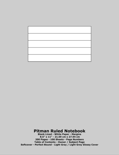 Pitman Ruled Notebook: Blank Lined - White Paper - 8.5" x 11" - 21.59 ...