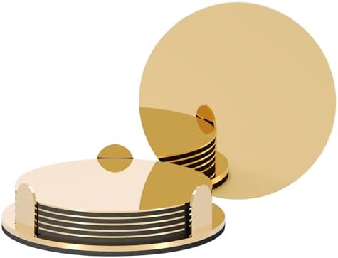 Amazon.com: Godinger Coasters with Gold Edge, Glass Coaster Set ...