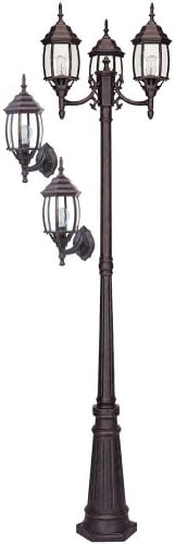 Globe Nobela One-Light Wall Sconce, 2 Pack; Three-Light Lamp Post ...