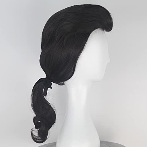 The Movie Beauty and the Beast of Gaston Cosplay Wig for Men Long Black ...