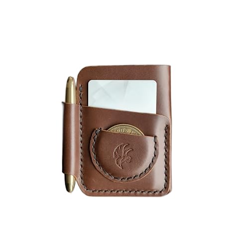 Amazon.com: Handmade Minimalist EDC Challenge Coin Leather Wallet With ...