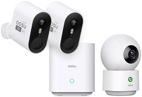 Amazon.com : aosu 2K WirelessCam Pro System 2-Cam-Kit + 2K Indoor ...