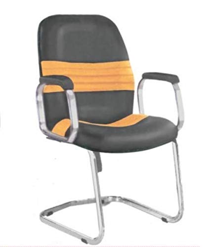 GURU CHAIRS-Leather Office Chair with Cushion (Black/Yellow Line) Easy ...