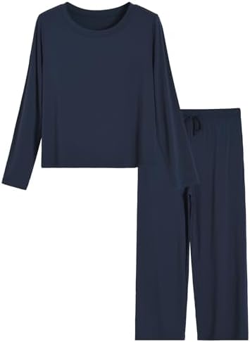 Latuza Women's Petite 2 Piece Pj Lounge Set Petite Length Top Wide Leg ...