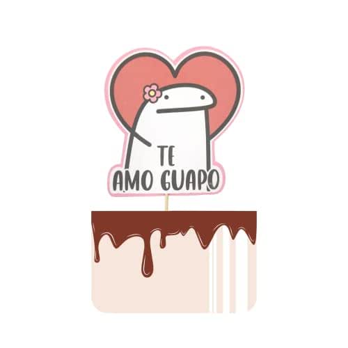 Cake Topper Letrero para Pastel Meme Flork"Te amo guapa/o", rosa/azul ...