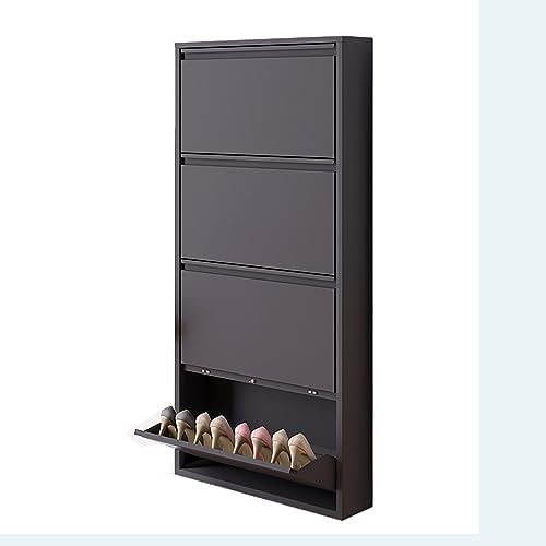 Modern Slim Shoe nizer Cabinet with Hidden Flip Drawers Black and White ...