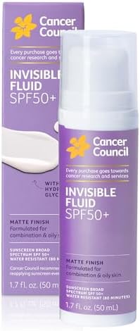 Amazon.com: Cancer Council Invisible Fluid Face Sunscreen, SPF50+, Face ...