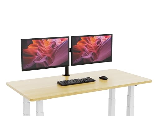amazon basics Dual Monitor Stand - Height-Adjustable Arm Mount, Steel ...