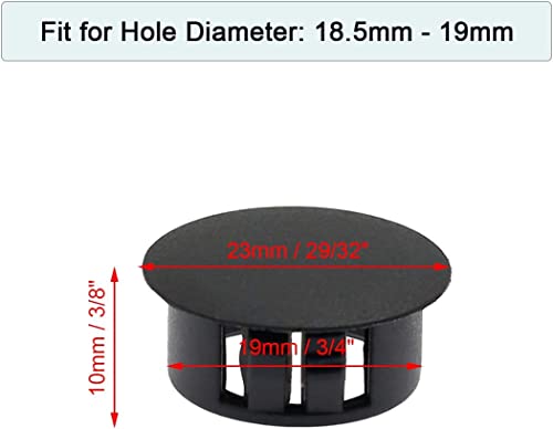 25PCS 19mm Black Hole Plugs Plastic Flush Type Hole Plugs Snap in ...