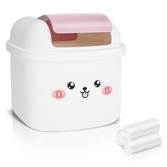 Cute Trash Can with 90Pcs Garbage Bags, Small Garbage Can with Flip ...