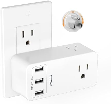 Surge Protector Wall Outlet Extender with Rotating Socket, TESSAN Multi ...