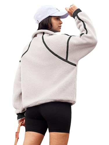 Cozy Sherpa Fleece Half-Zip Sweatshirt for Women with Pockets