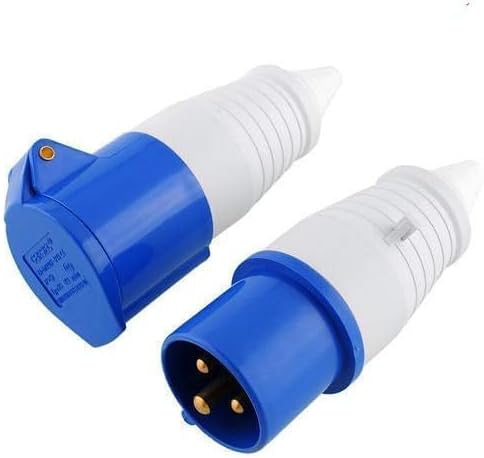 16A/3 Pin Industrial Plug and Panel Socket Set 220-250V male and Female ...