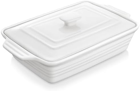 Amazon.com: Large Ceramic Casserole Dish with Lid, 4.0 Quart Covered ...