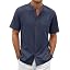 Xnova Chemise Homme Manches Courtes Chemise Coton Lin Homme Ete, Col ...